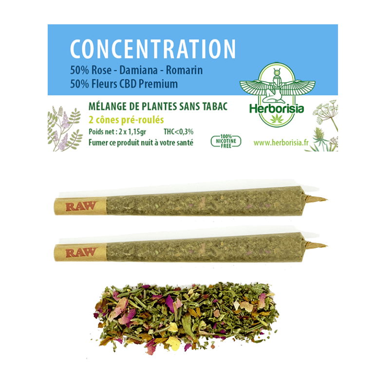 🌱 Cône pré-roulé | Mélange de plantes & CBD “Concentration”